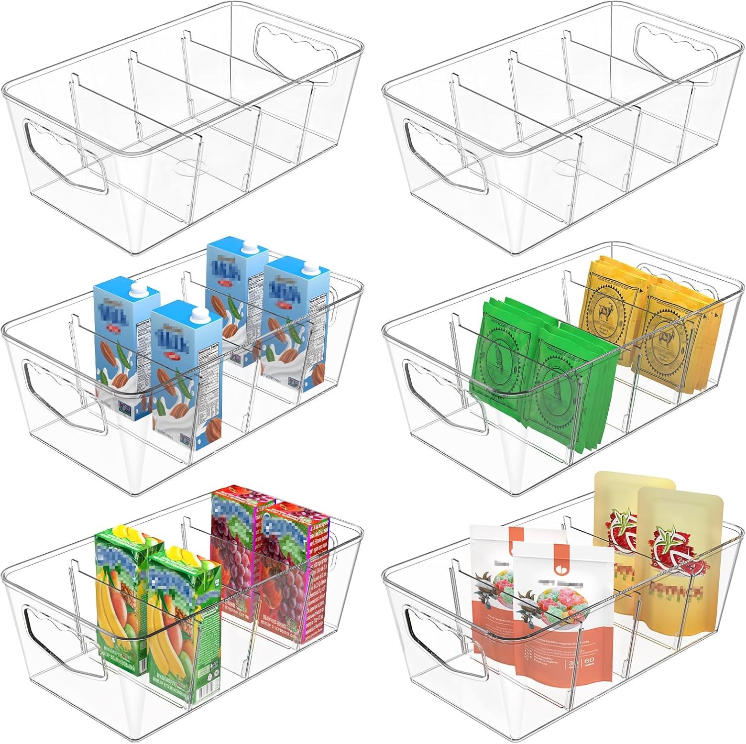 Factory Direct SPACEKEEPER Storage Organizer Bins 6 Pack Clear Pantry ...